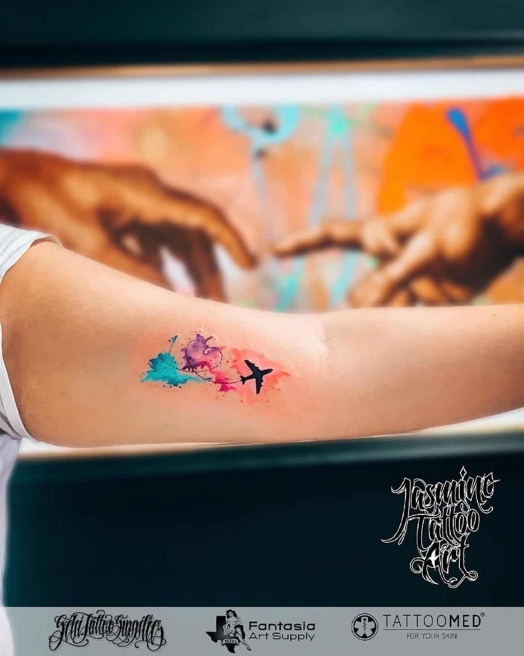 Colorful Airplane Tattoos