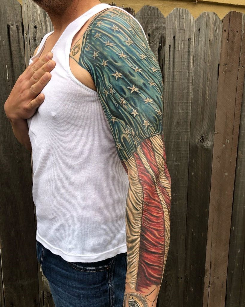 Top 30 American Flag Tattoo Design Ideas (Sleeve, Back, Black And White ...